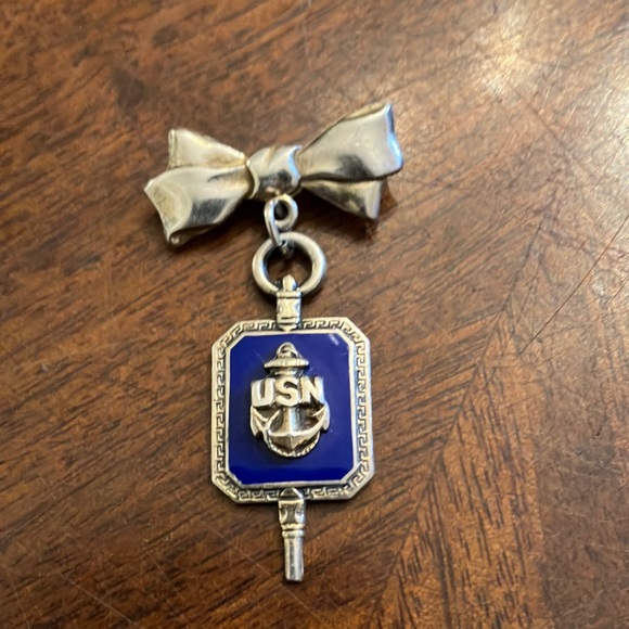 Jewelry | Vintage Sterling And Enamel Pin Us Navy Design | Poshmark